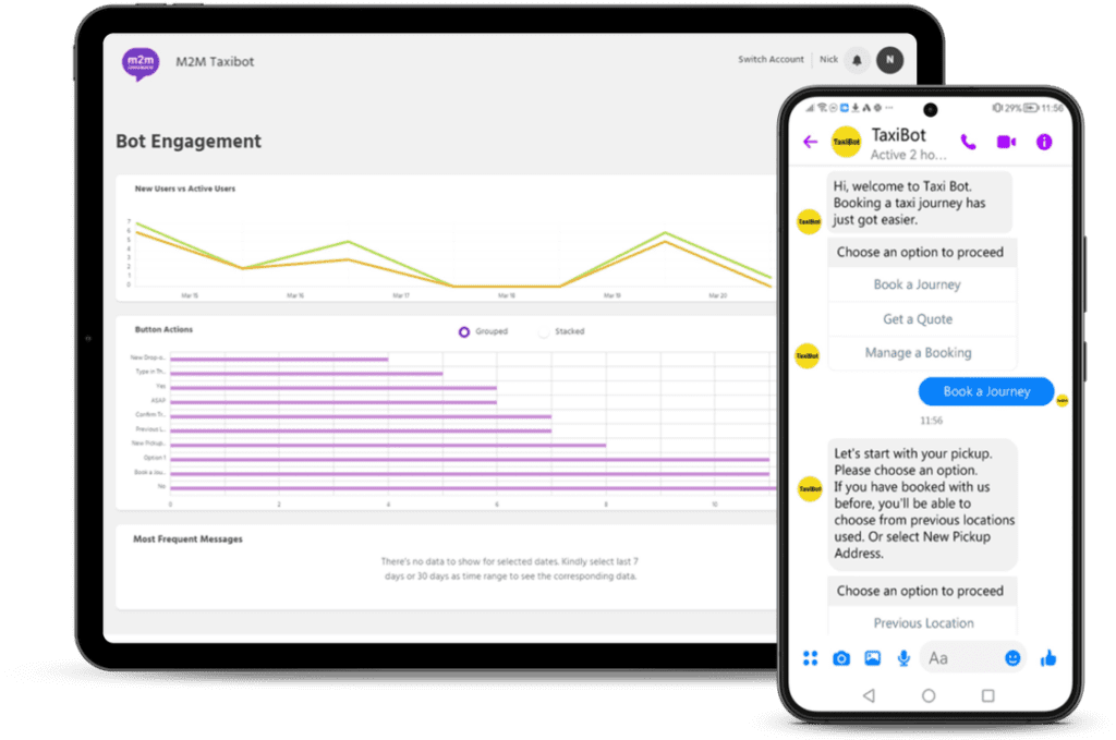Taxi Chatbot for Facebook Messenger - M2M TaxiBot